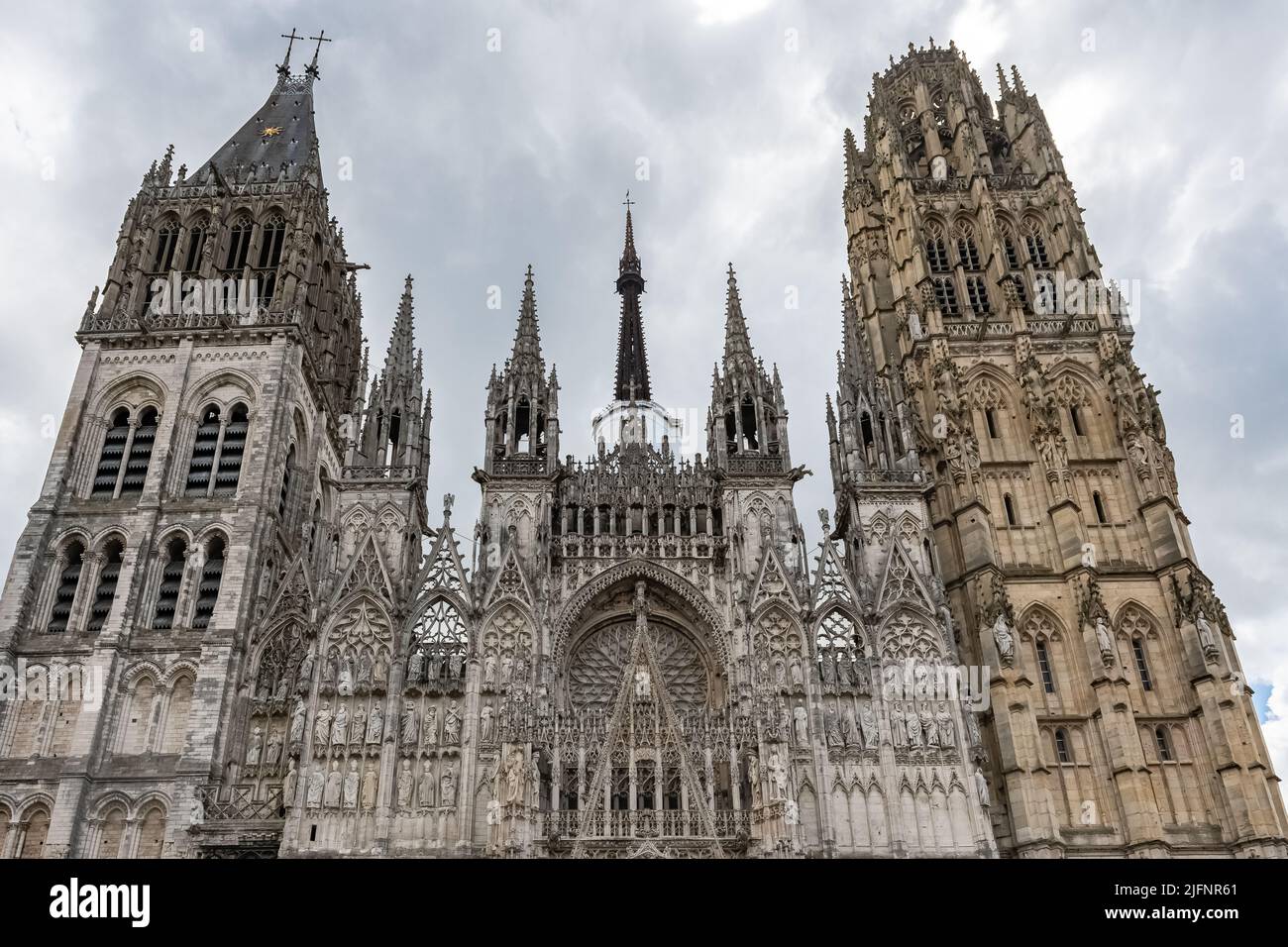 Rouen, historical city in France, the cathedral Notre-Dame in the ...