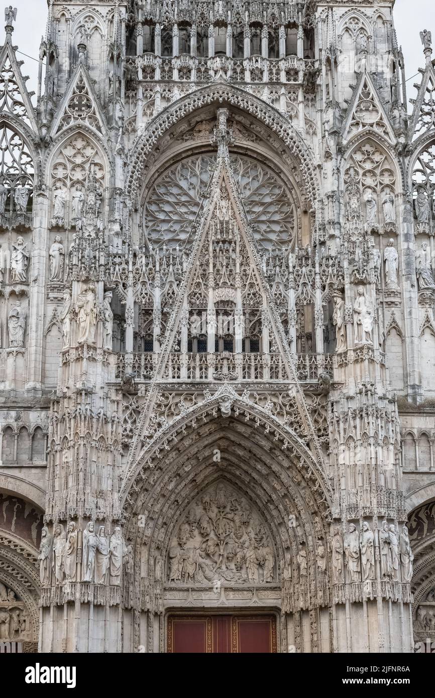 Rouen, historical city in France, the cathedral Notre-Dame in the ...