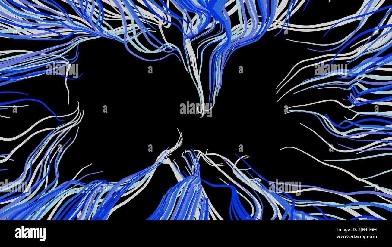 Animation of live moving lines on black background. Design. Beautiful ...