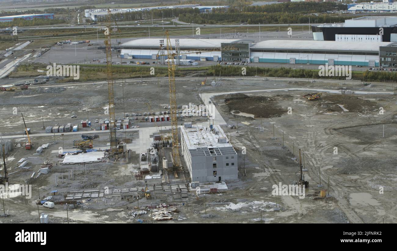Top view of construction site in countryside. Stock footage ...