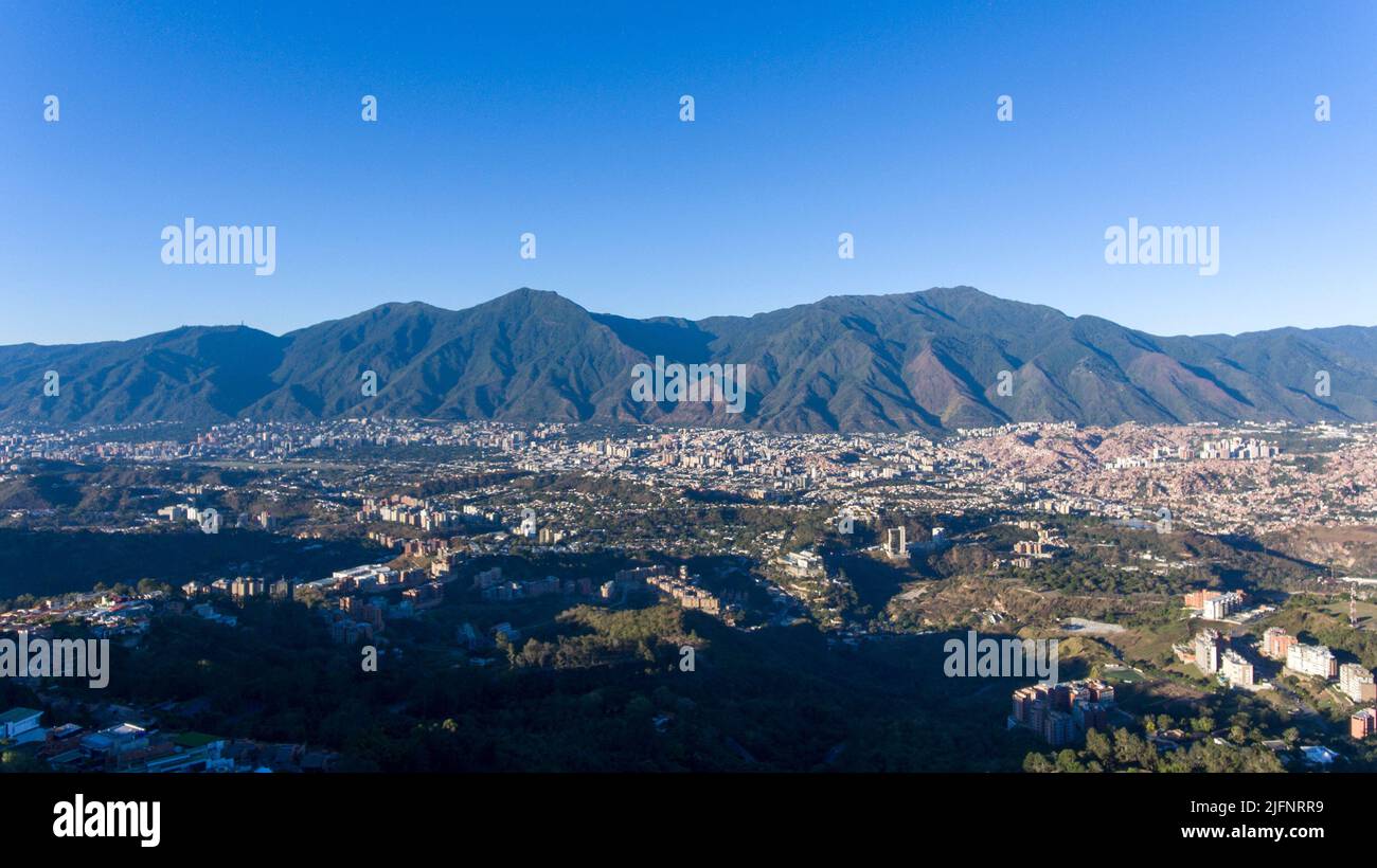 An aerial shot of Avila or Waraira Repano National Park with blue ...