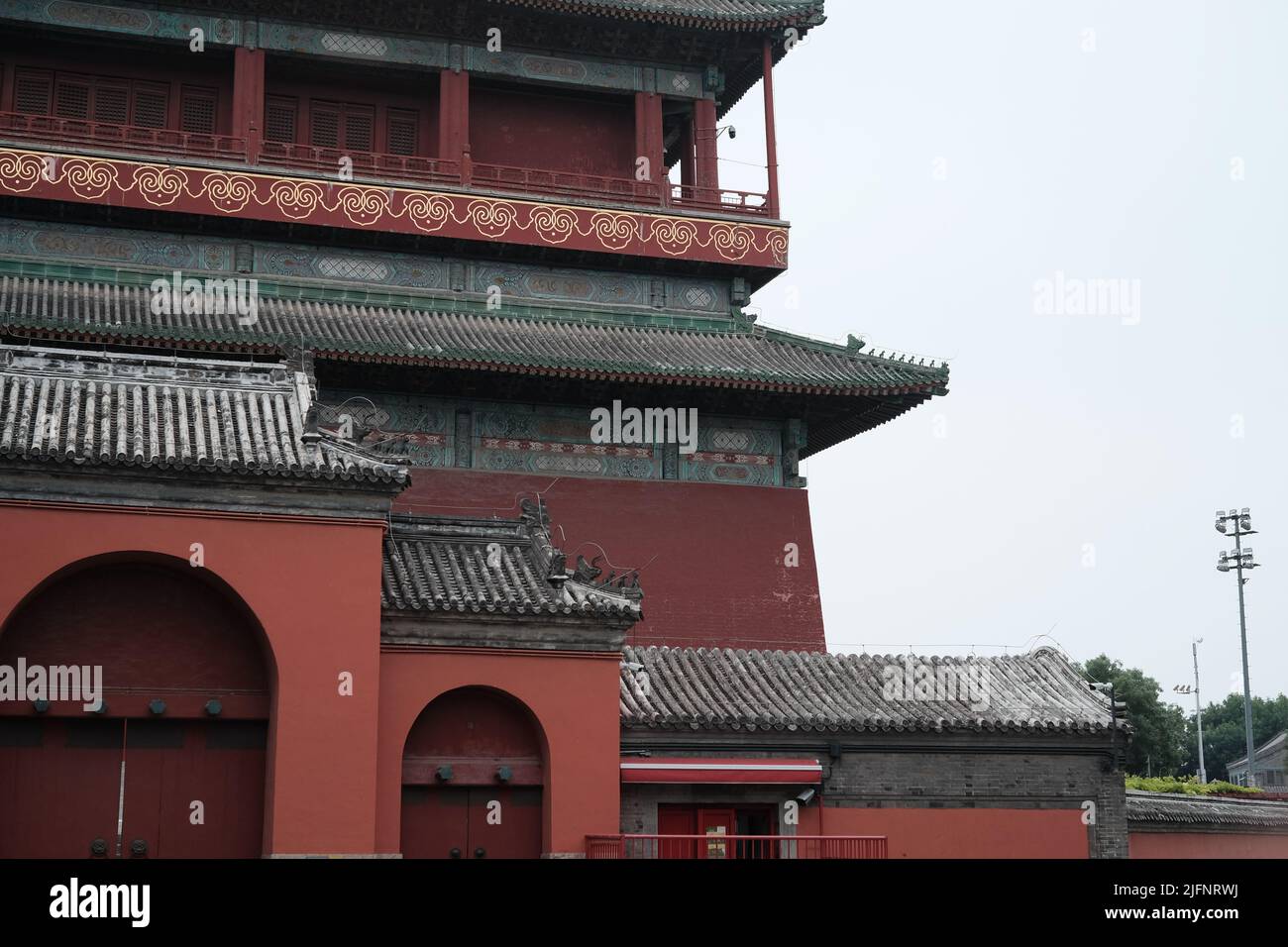 The architecture of a traditional bell tower in Beijing, China Stock ...