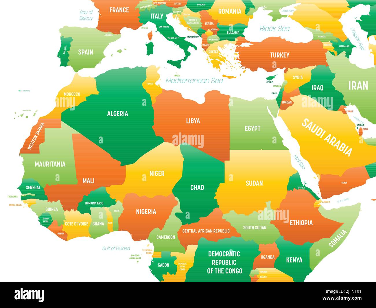 Northern Africa map detailed political map with lables Stock Vector ...