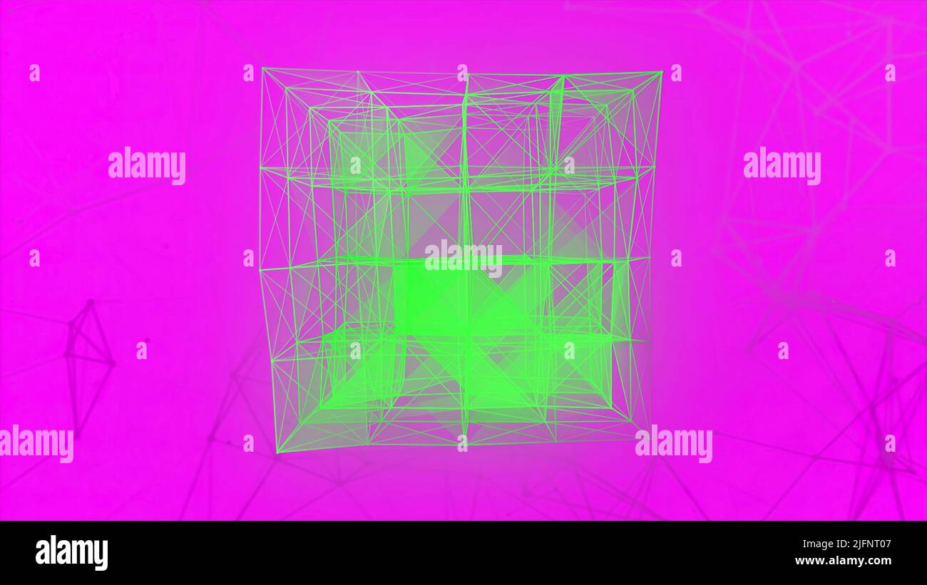 Moving lines in square 3d design. Motion. Linear construction with ...