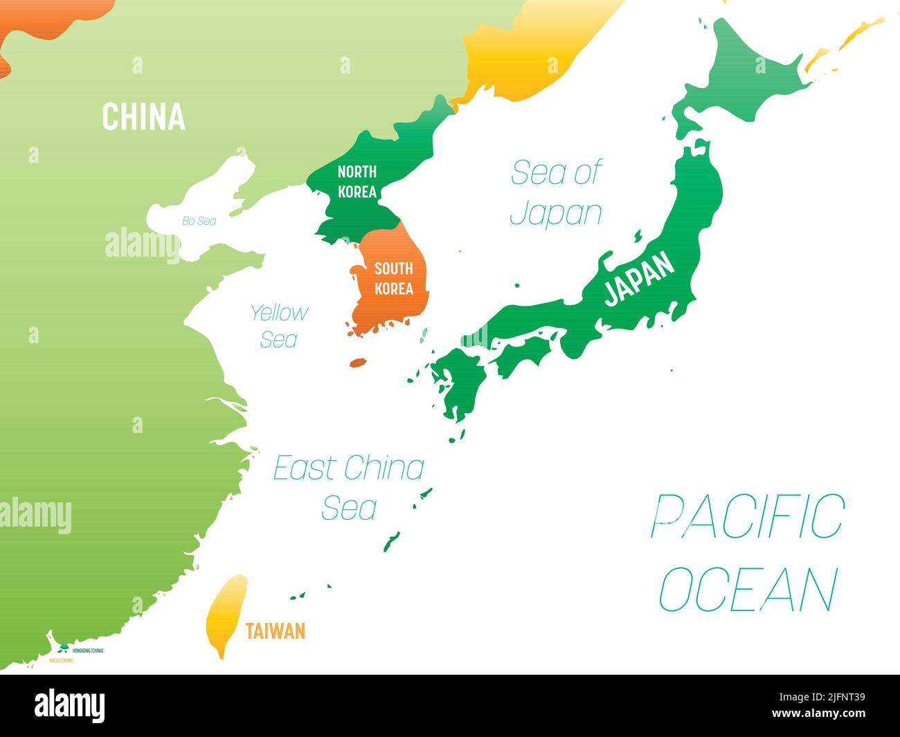 East Asia detailed political map with lables Stock Vector Image & Art ...