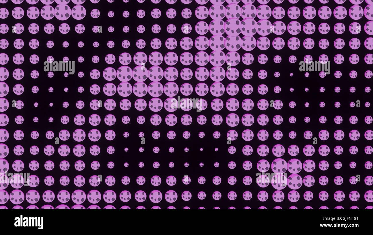 Dots moving in waves on black background. Design. Points of different ...
