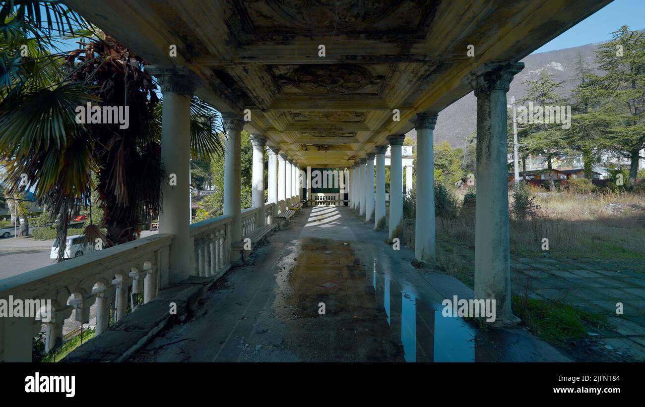 Open alley with ancient columns. Action. Perspective with alley and ...