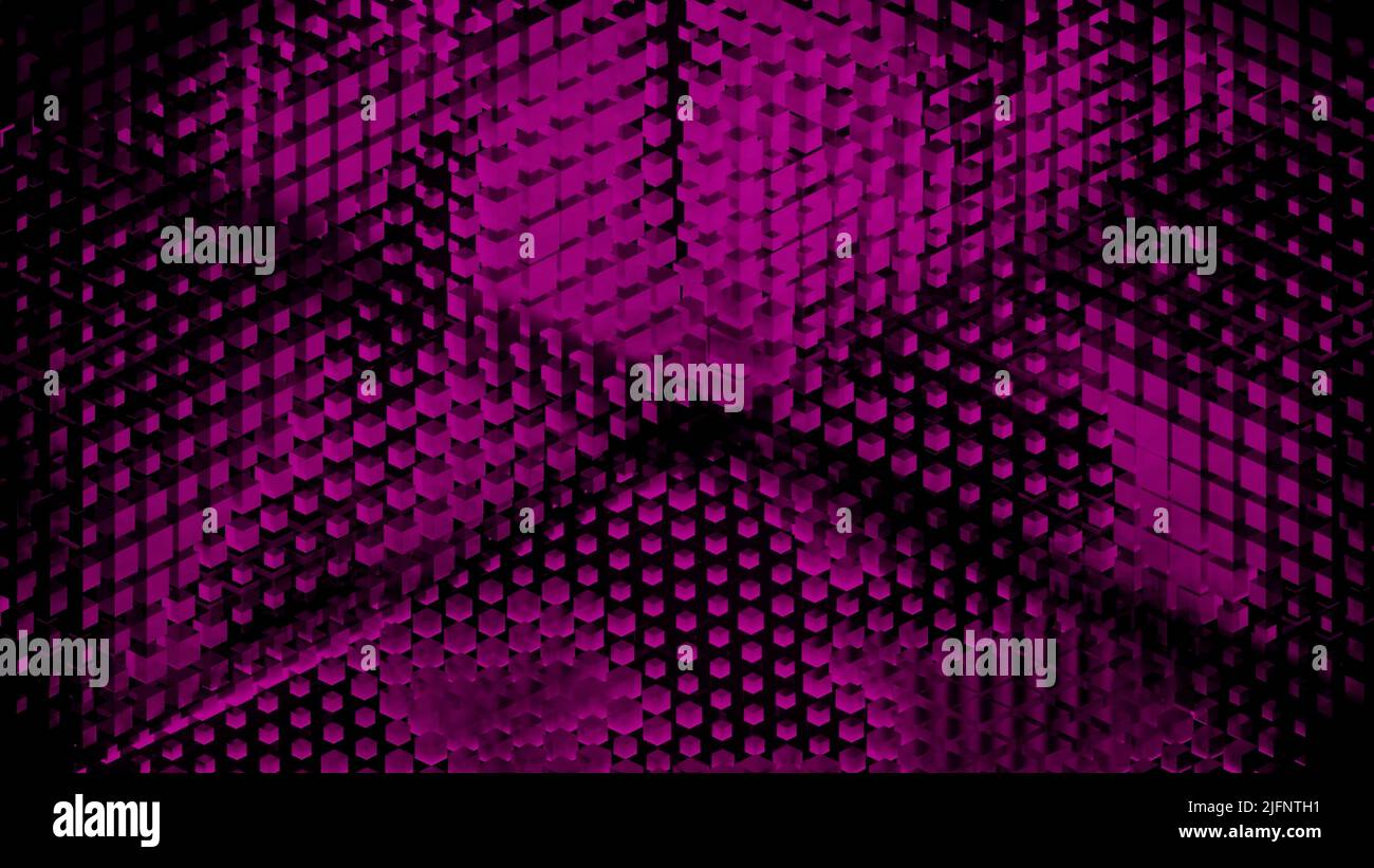 Geometric background of cubes moving in waves. Design. Psychedelic 3d ...