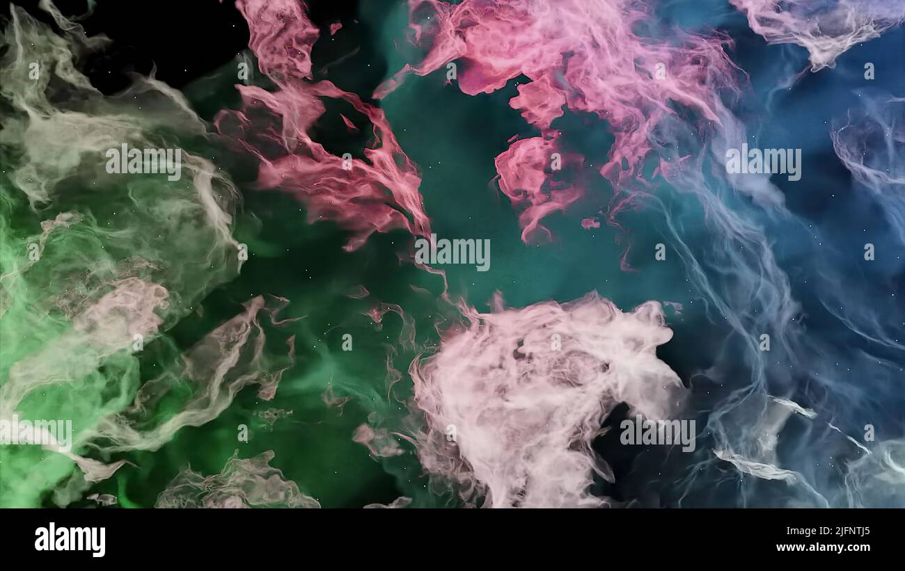 Moving 3d streams of smoke on black background. Design. Dynamic flow of ...