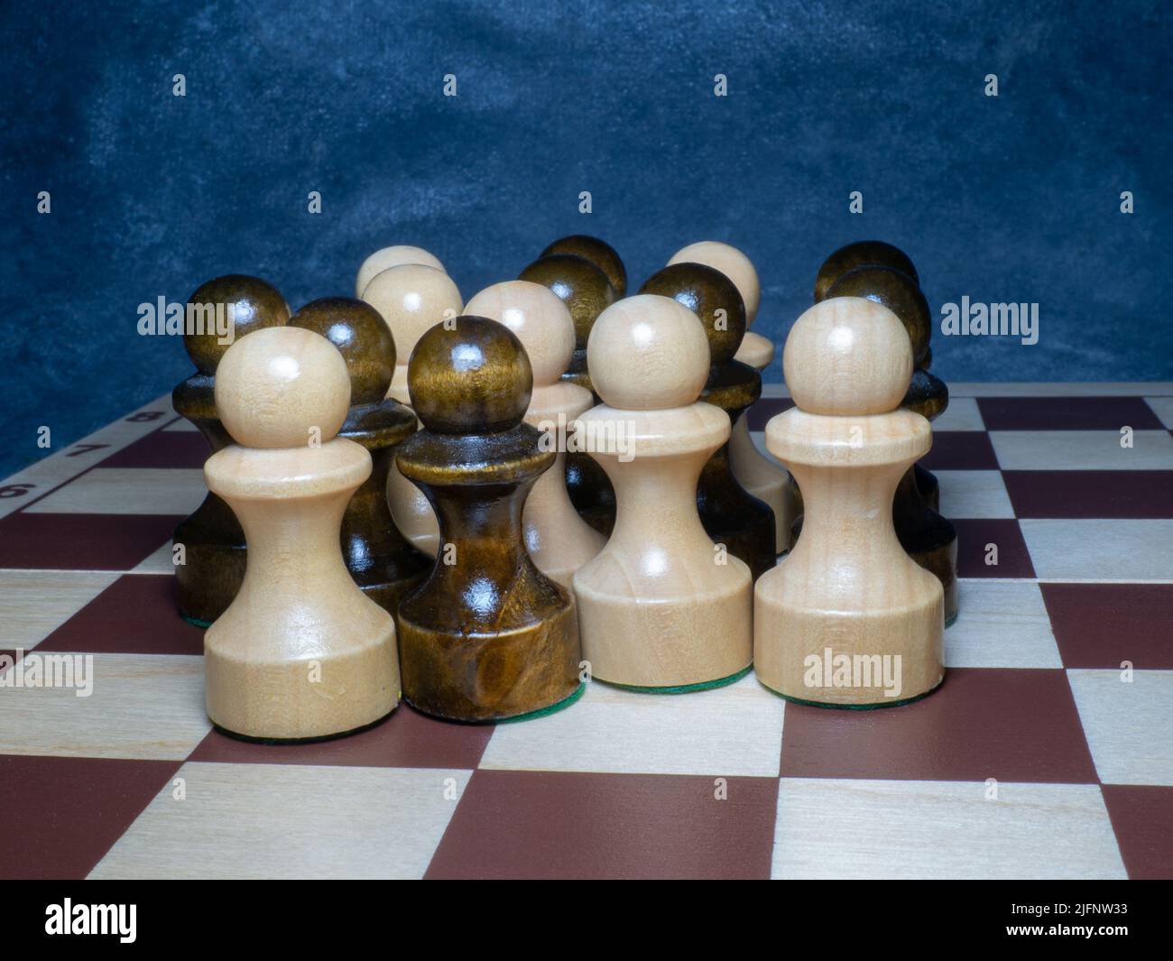 Chess board with figures. Wooden chess. Board games. Location of ...