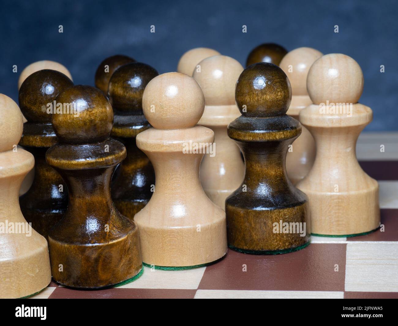 Chess board with figures. Wooden chess. Board games. Location of ...