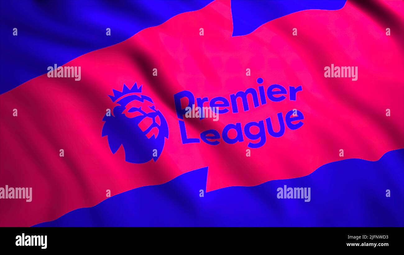 Waving flag of professional football league. Motion. Colorful colors of ...