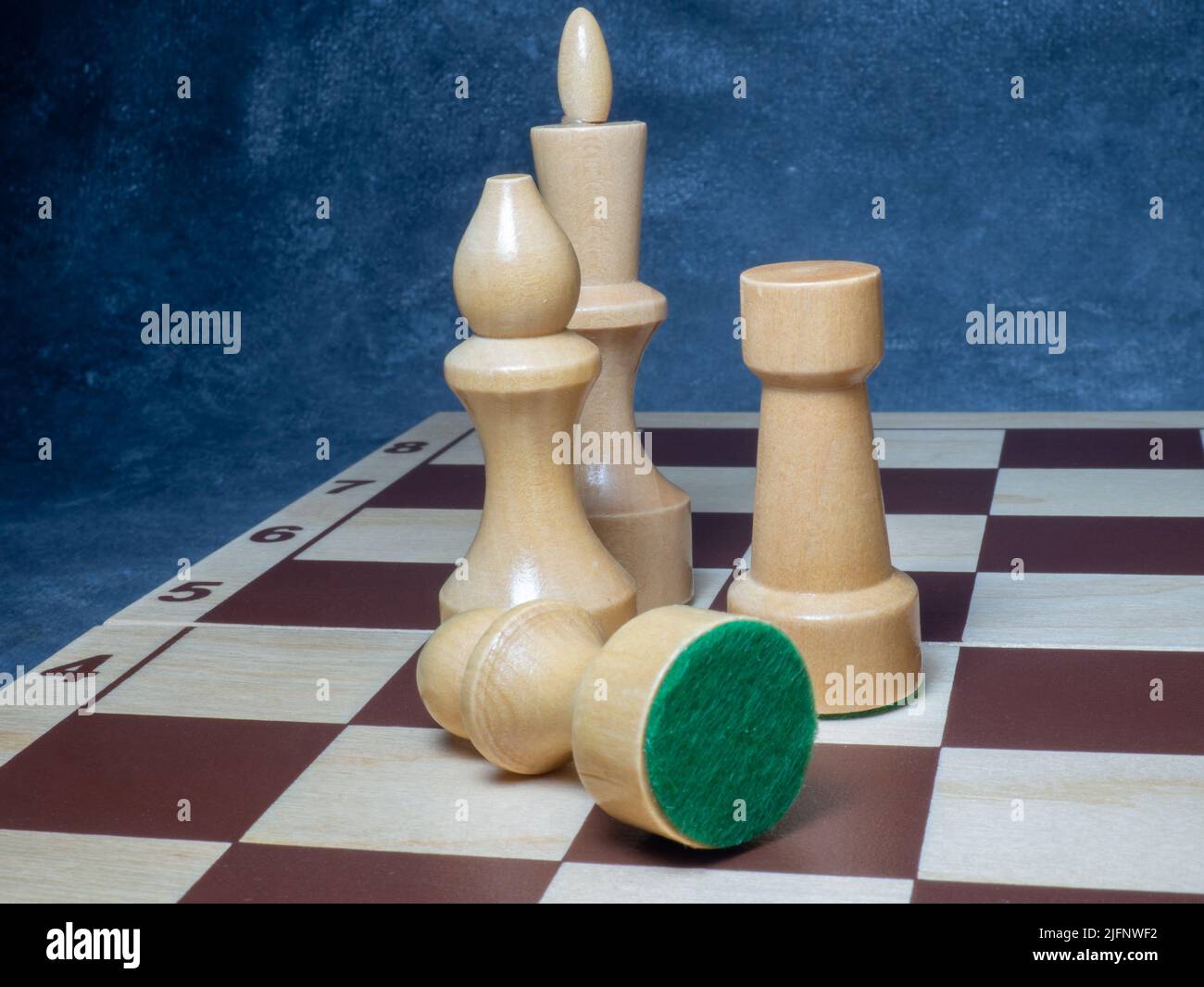 Chess board with figures. Wooden chess. Board games. Location of ...