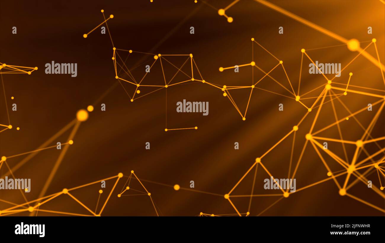 Moving molecular chains in computer. Motion. 3D lines in plexuses move ...