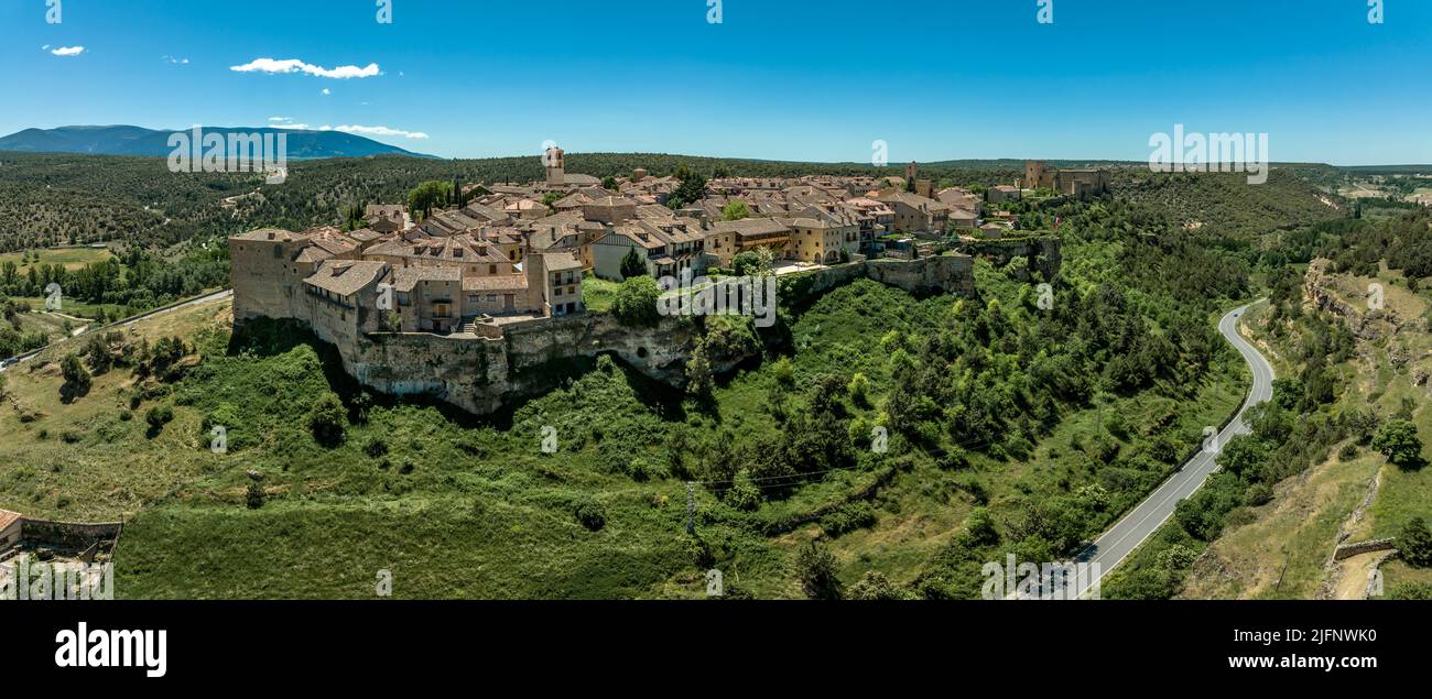 Aerial top down ground plan view of Pedraza castle in Spain near ...