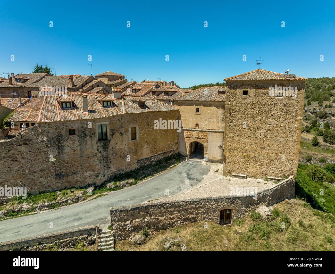 Aerial top down ground plan view of Pedraza castle in Spain near ...