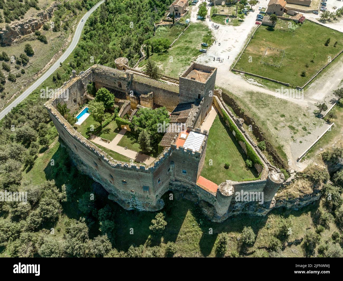 Aerial top down ground plan view of Pedraza castle in Spain near ...