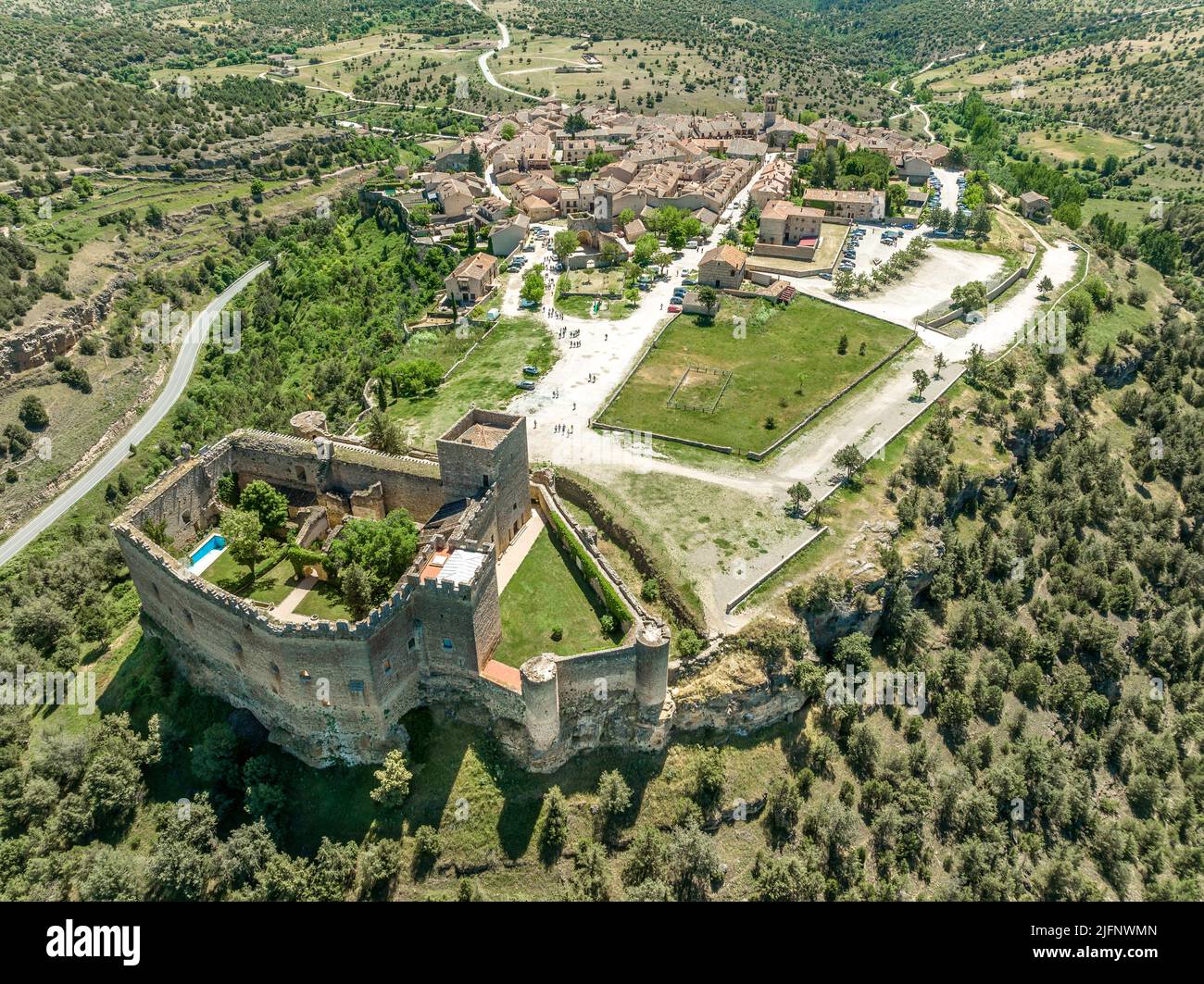 Aerial top down ground plan view of Pedraza castle in Spain near ...