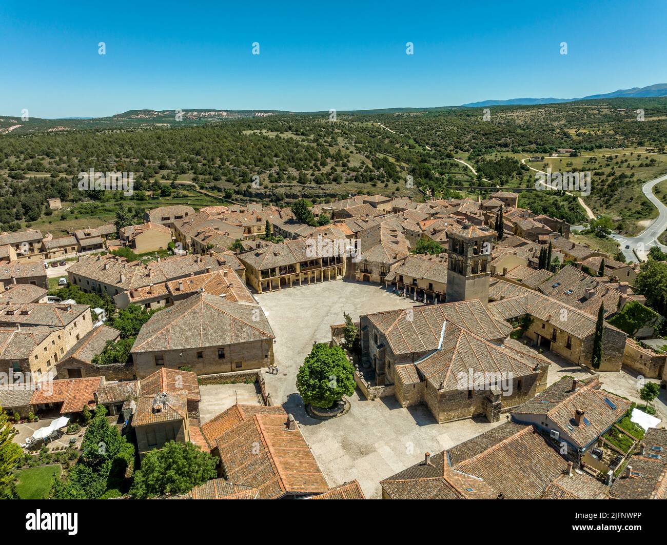 Aerial top down ground plan view of Pedraza castle in Spain near ...