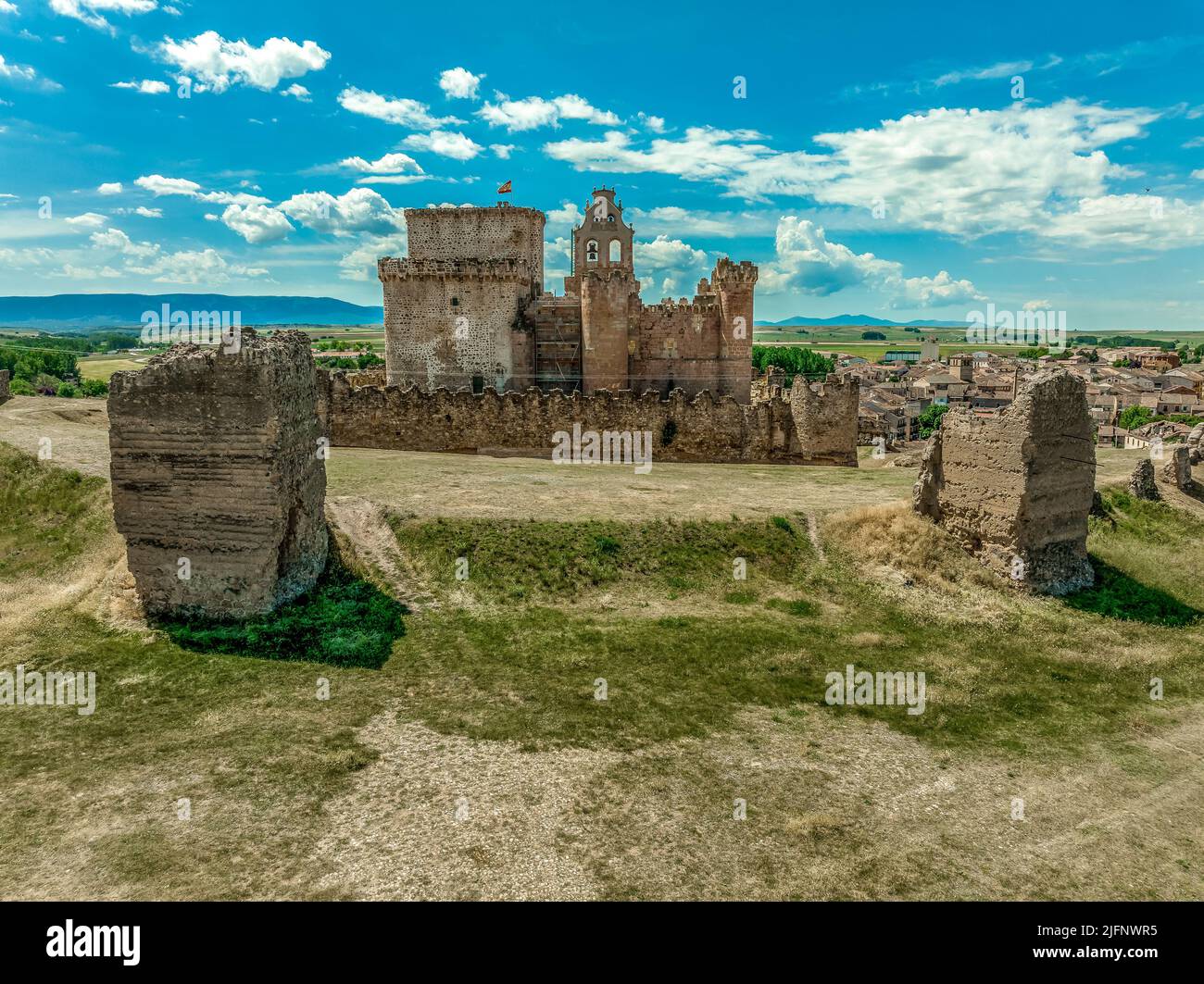 Aerial top down ground plan view of Turégano castle. Medieval feudal ...