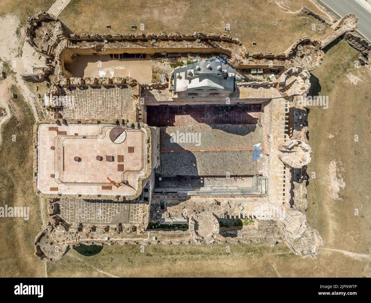 Aerial top down ground plan view of Turégano castle. Medieval feudal ...