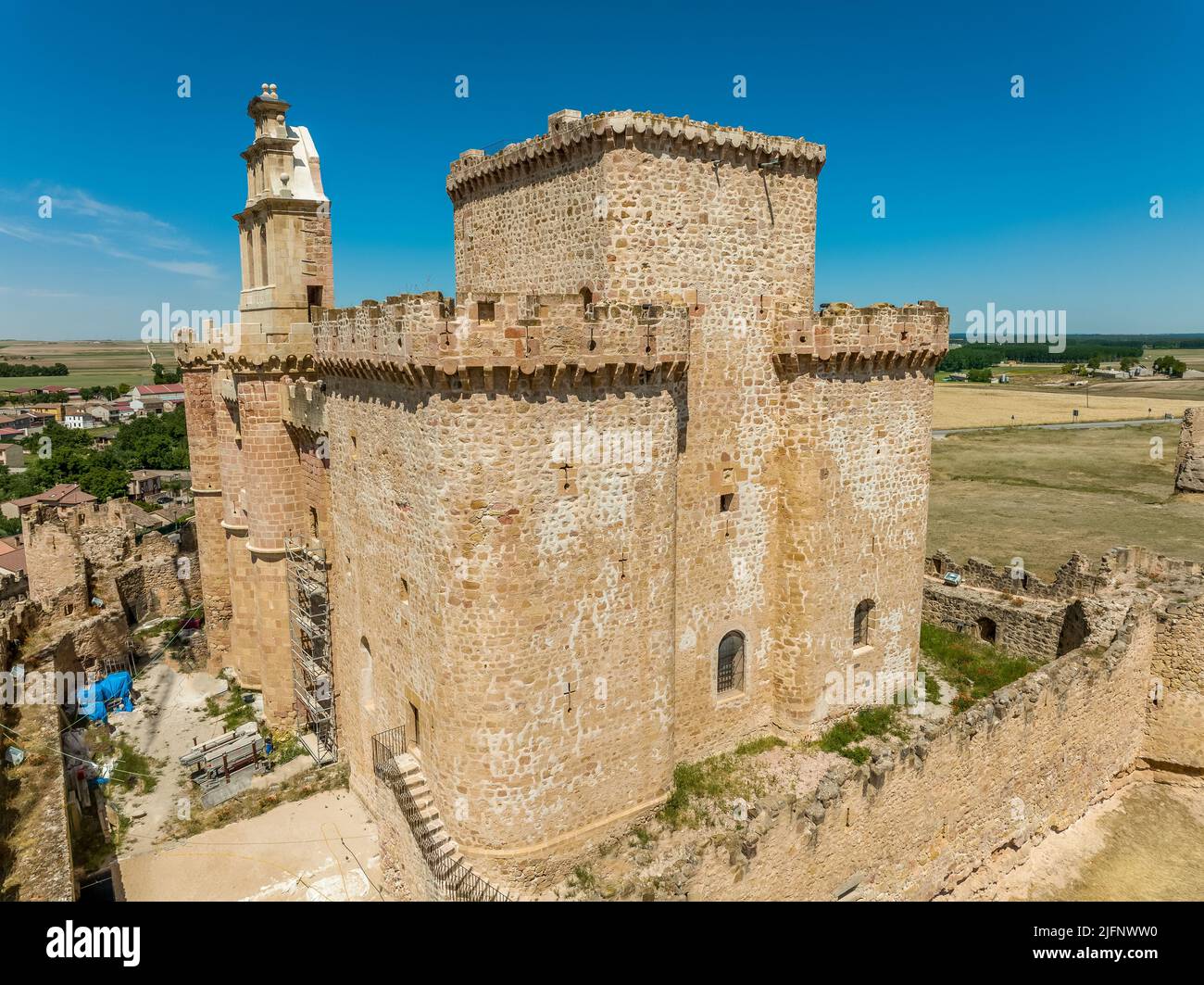 Aerial top down ground plan view of Turégano castle. Medieval feudal ...