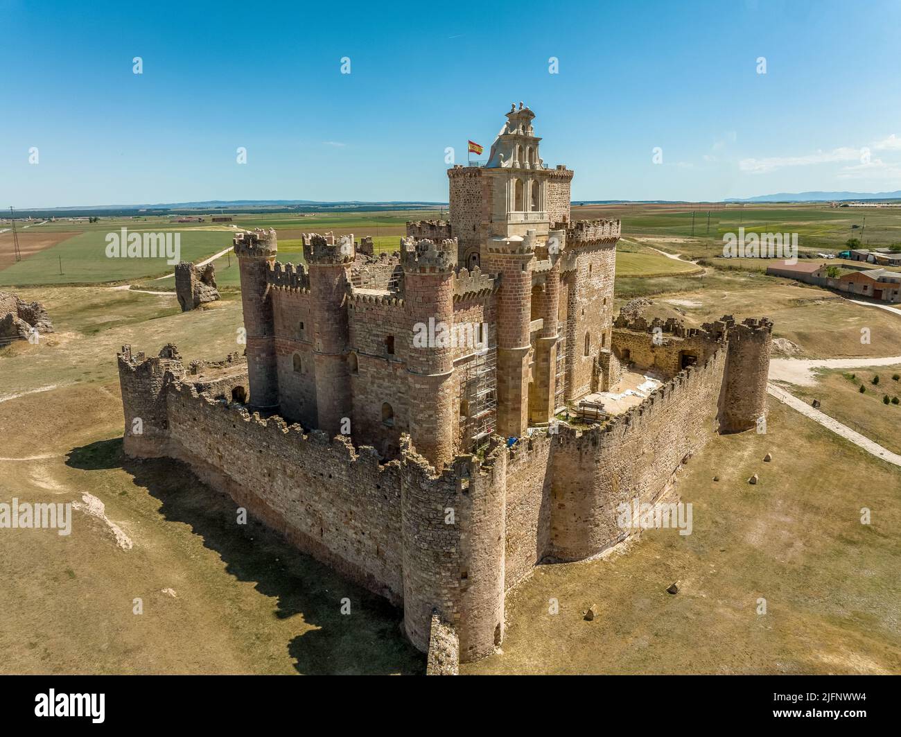 Aerial top down ground plan view of Turégano castle. Medieval feudal ...
