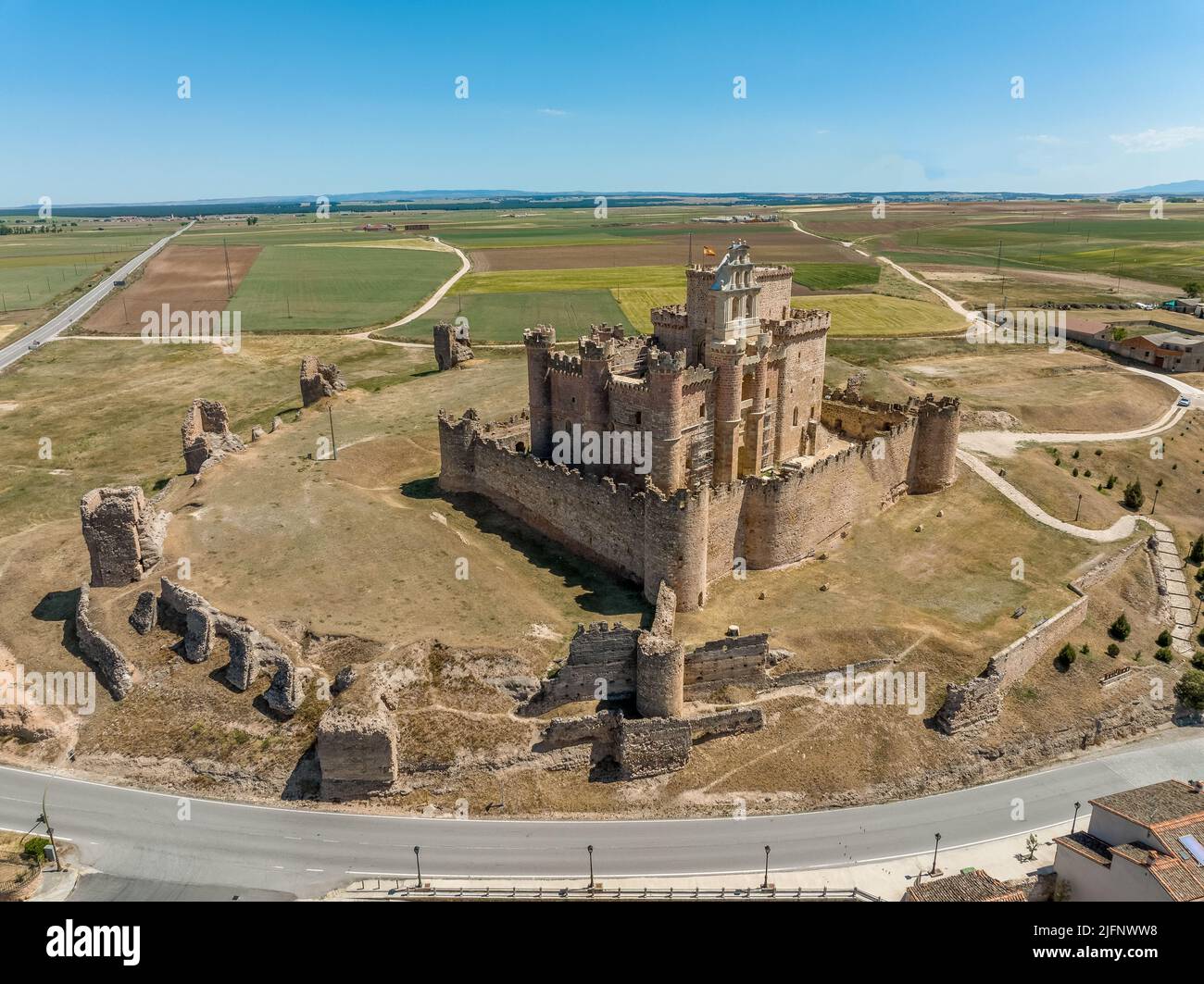 Aerial top down ground plan view of Turégano castle. Medieval feudal ...