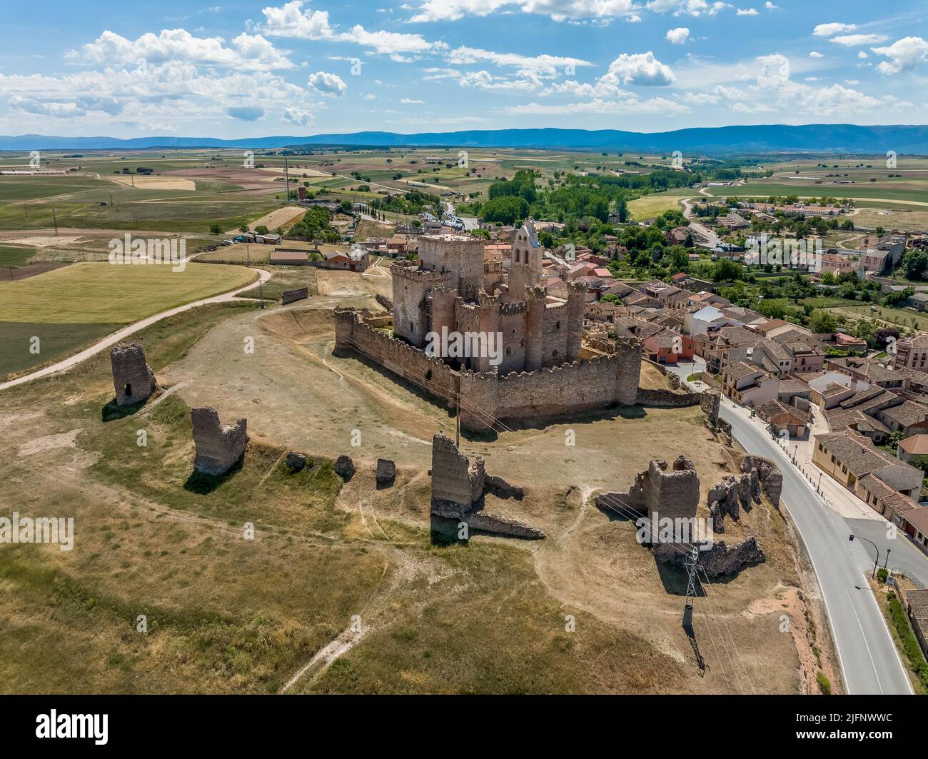 Aerial top down ground plan view of Turégano castle. Medieval feudal ...