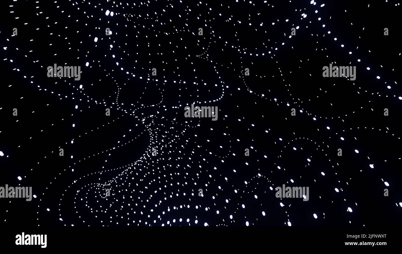 Curved energy flows from points. Design. Point lines move in cosmic ...