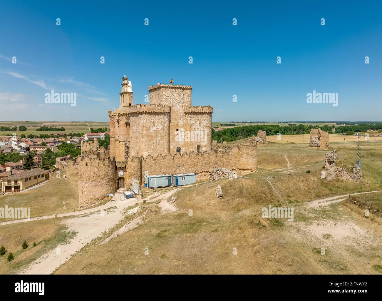 Aerial top down ground plan view of Turégano castle. Medieval feudal ...