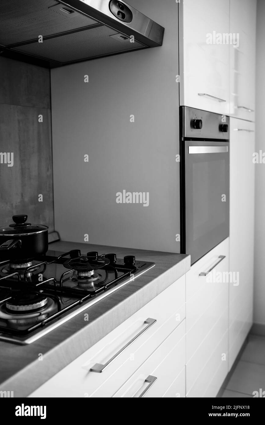 Modern contemporary minimal interior Black and White Stock Photos ...