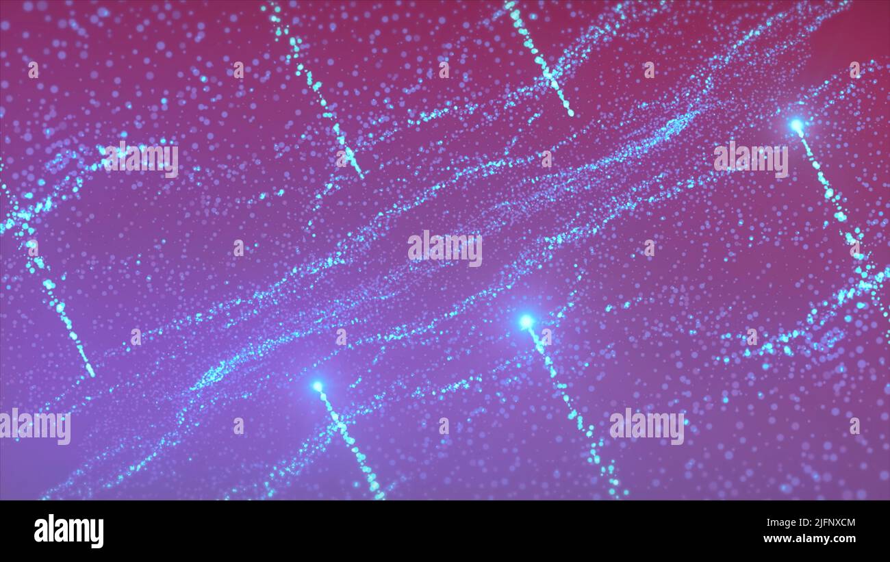 Glowing particles in wavy stream. Motion. Beautiful glowing particles ...