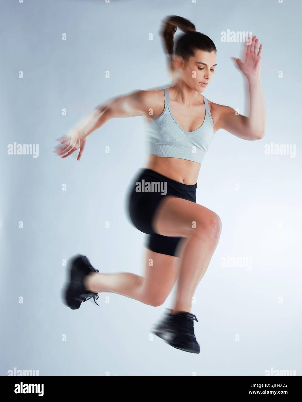 Time to level up. Full length shot of an attractive young female athlete posing in studio ...