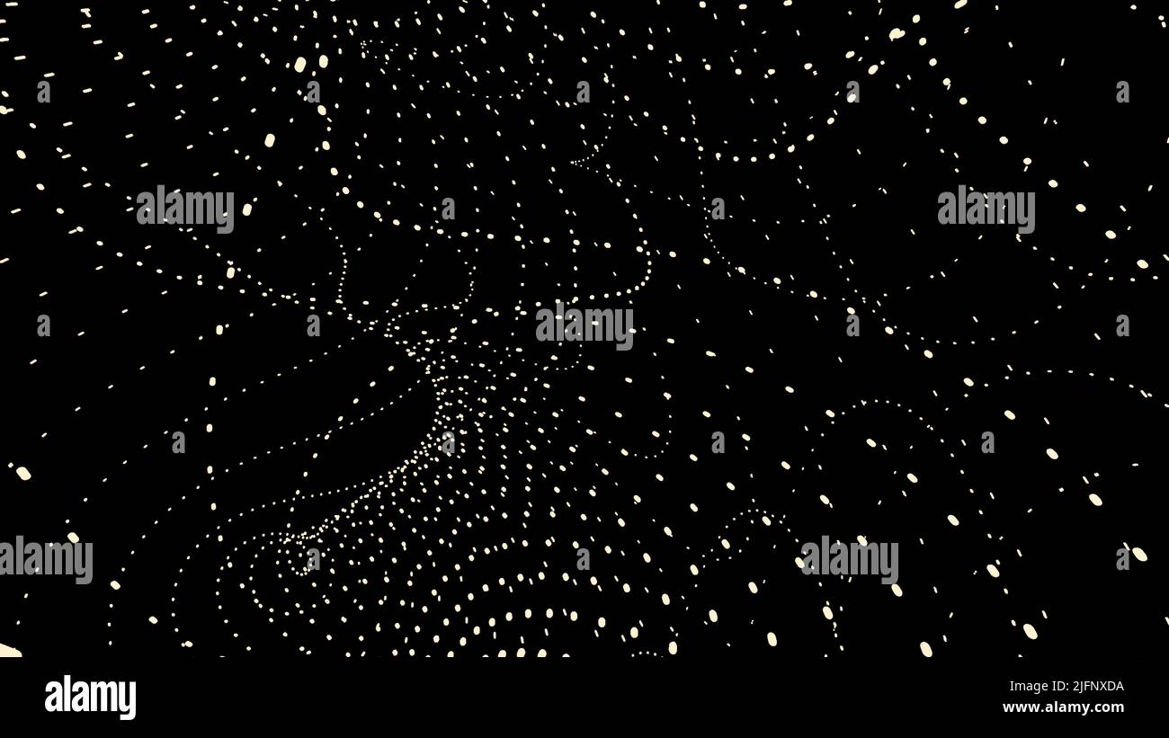 Curved energy flows from points. Design. Point lines move in cosmic ...