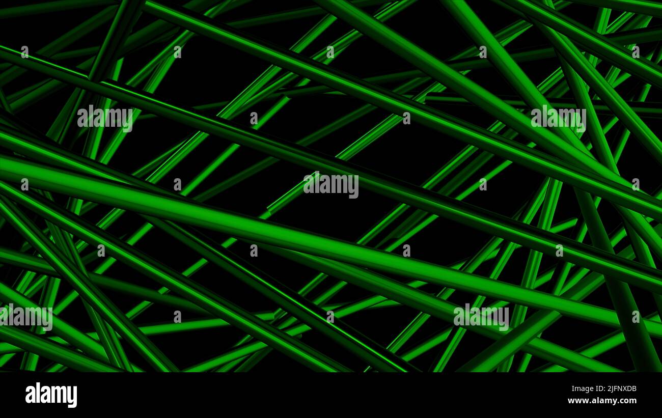 Chaotic 3d construction with pipes. Motion. Lot of chaotic intersecting ...