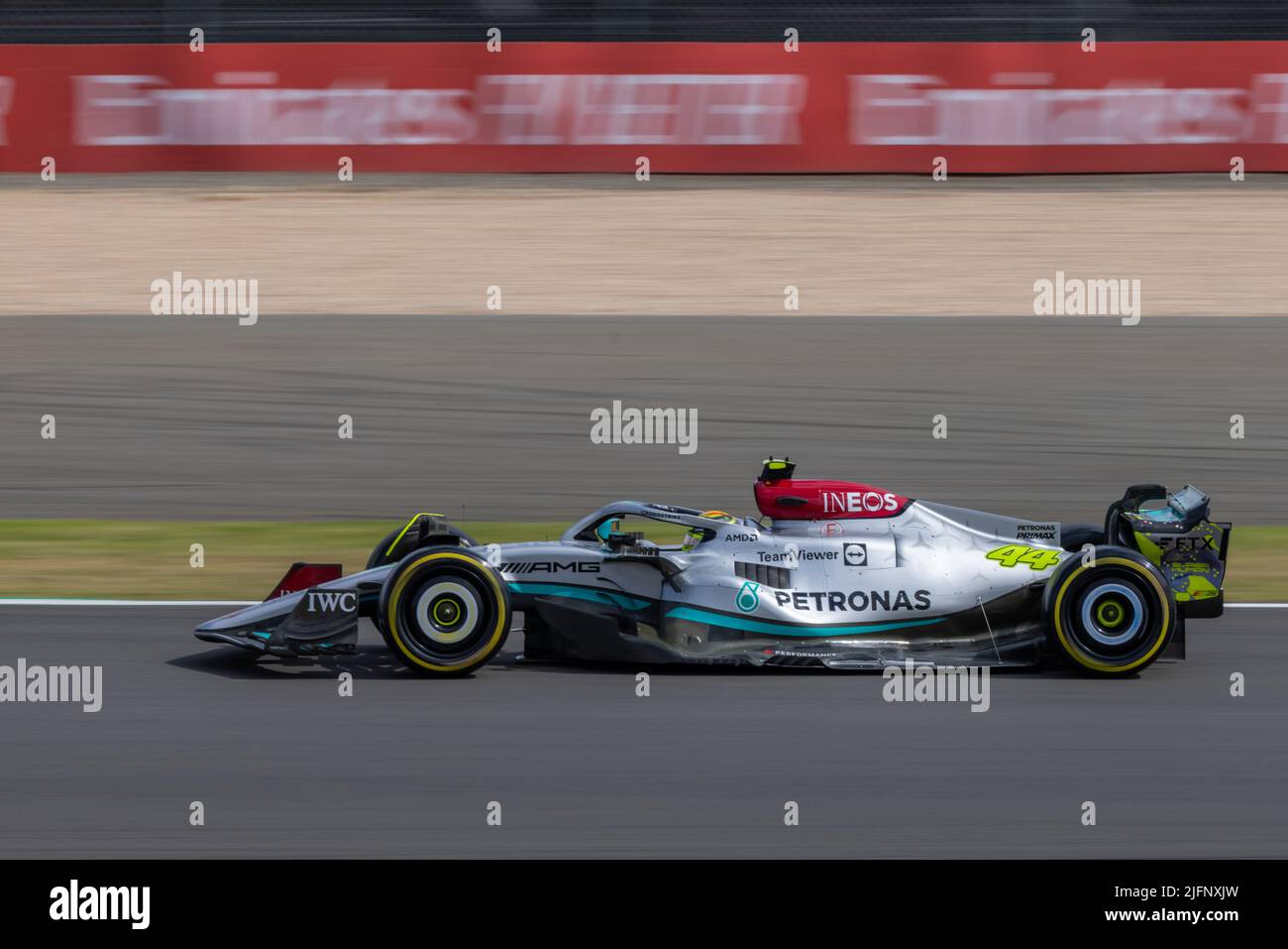 The famous Lewis Hamilton, Mercedes, in Silverstone F1 Race 2022 Stock ...
