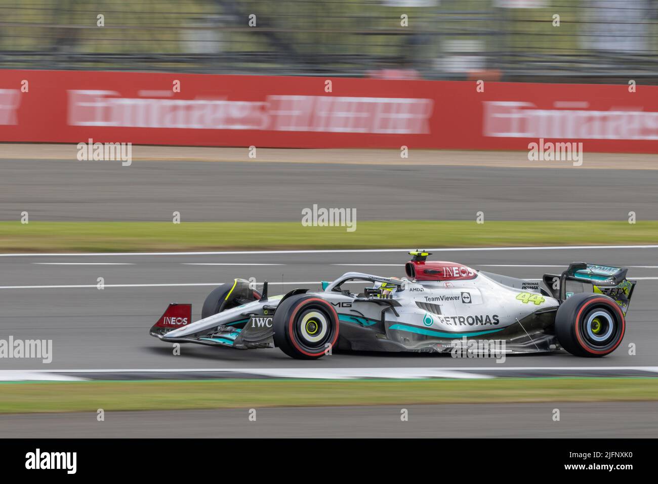 The famous Lewis Hamilton, Mercedes, in Silverstone F1 Race 2022 Stock ...