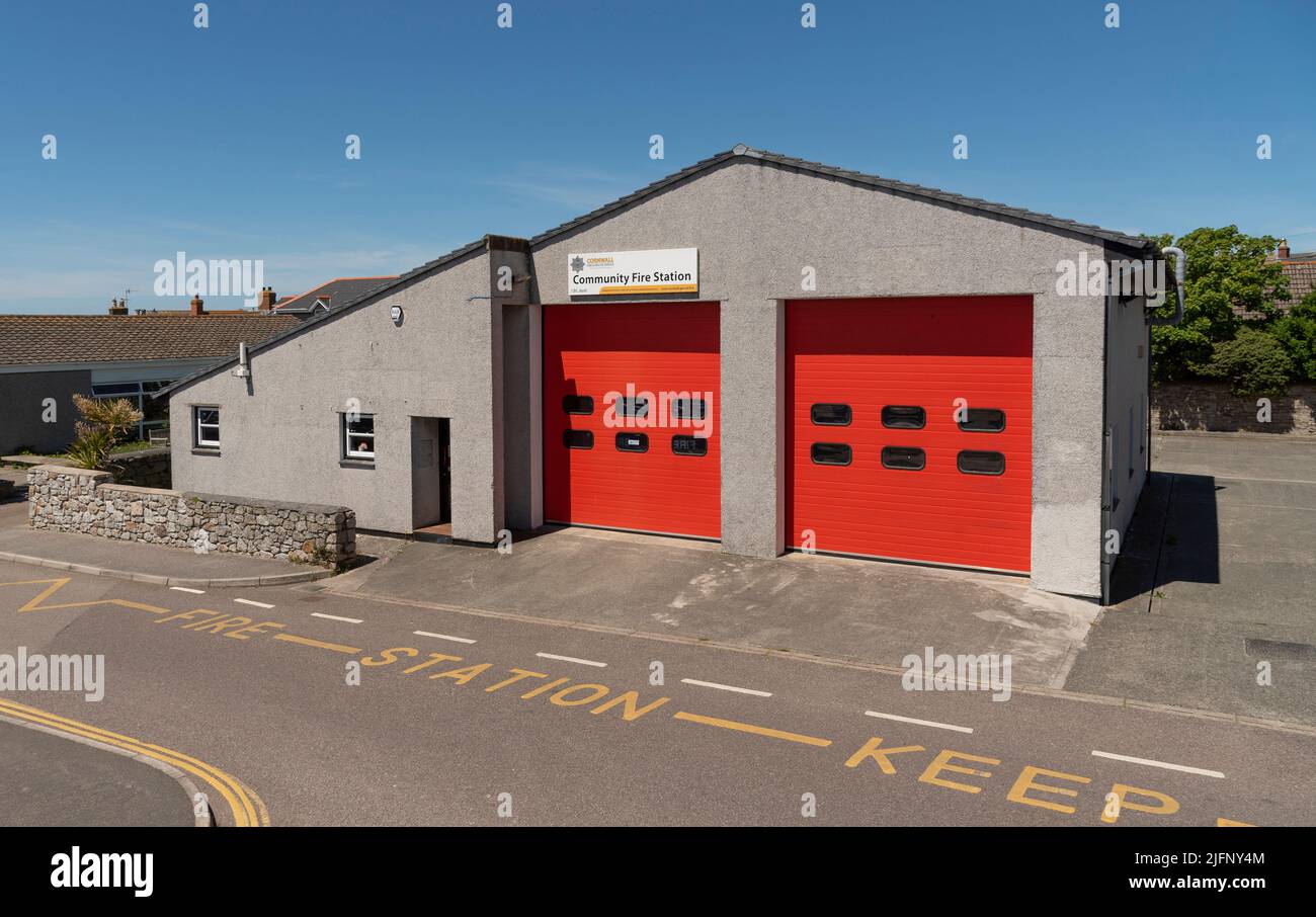 St Just, Cornwall, England, UK. 2022. A community fire station with ...