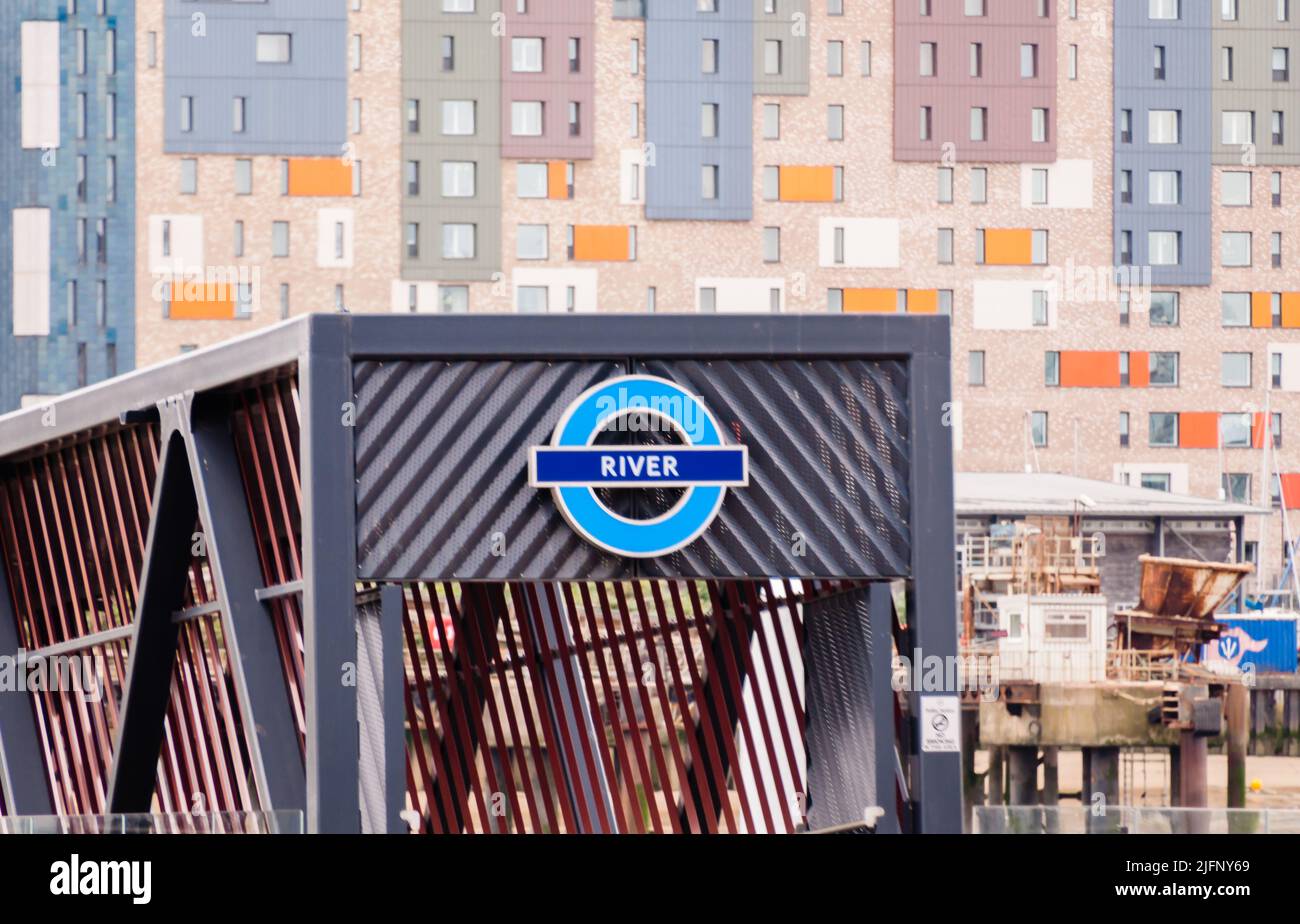Royal Wharf Pier Uber Boat by Thames Clippers Stock Photo - Alamy