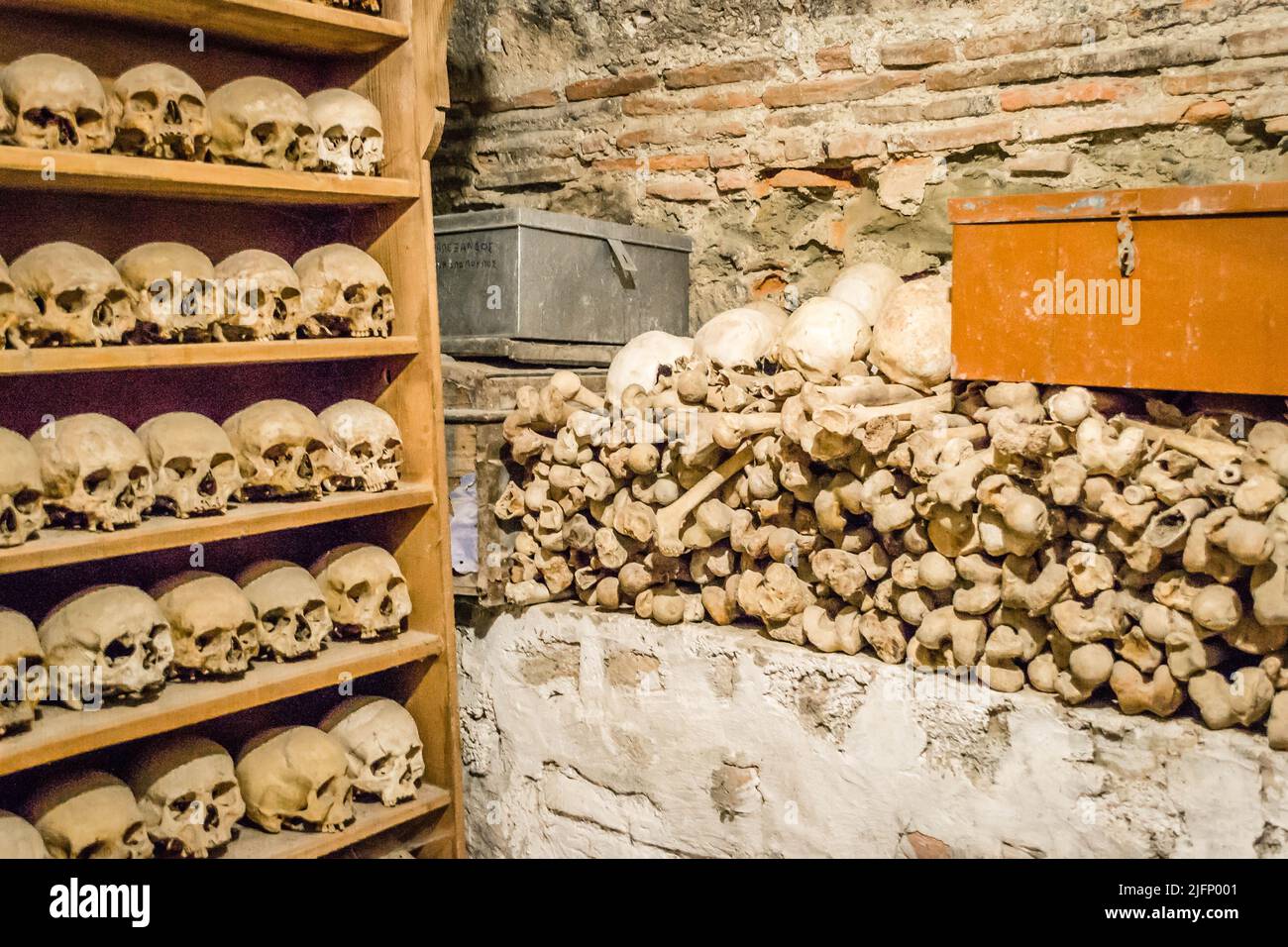 The holy bones of deceased monks over the years in the monastery of the ...