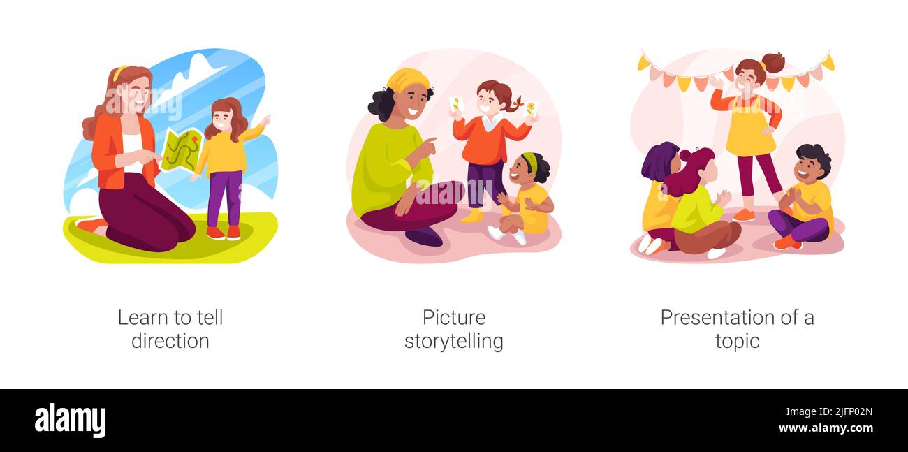 Kids communication skills isolated cartoon vector illustration set ... Kids communication skills isolated cartoon vector illustration set ...