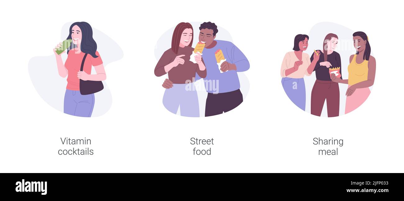 Eating out isolated cartoon vector illustrations set Stock Vector Image ...