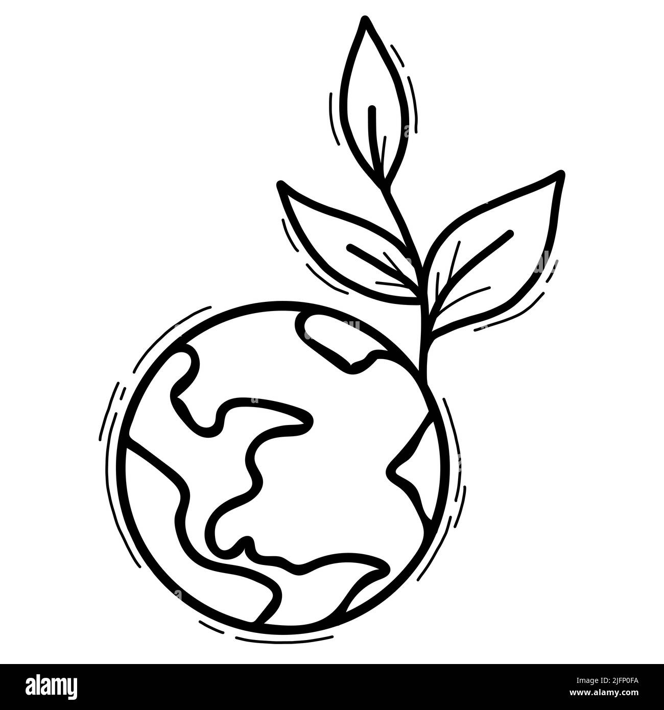 Ecology concept. Clean planet earth with sprout and leaves. Vector ...