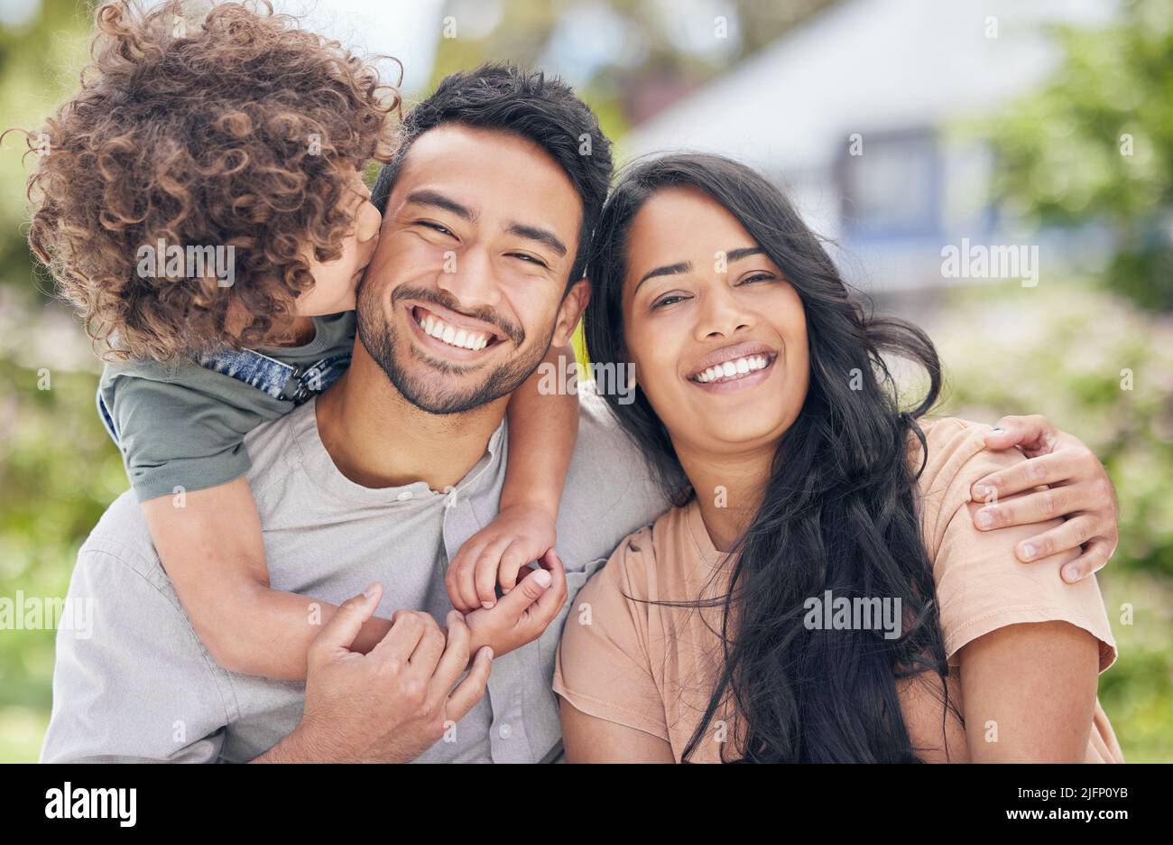 A happy family is the ultimate goal in life. Portrait of a happy family ...
