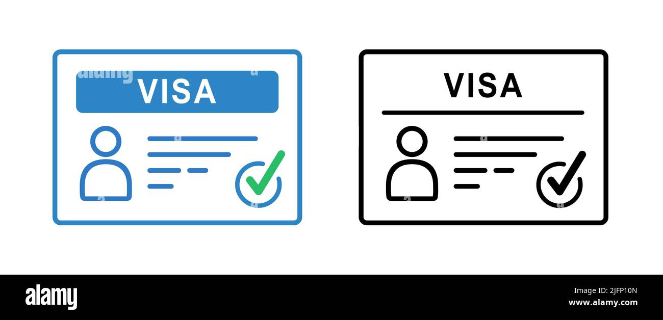 Visa, document, arrival. Foreign passport icon. Outline style. Thin ...