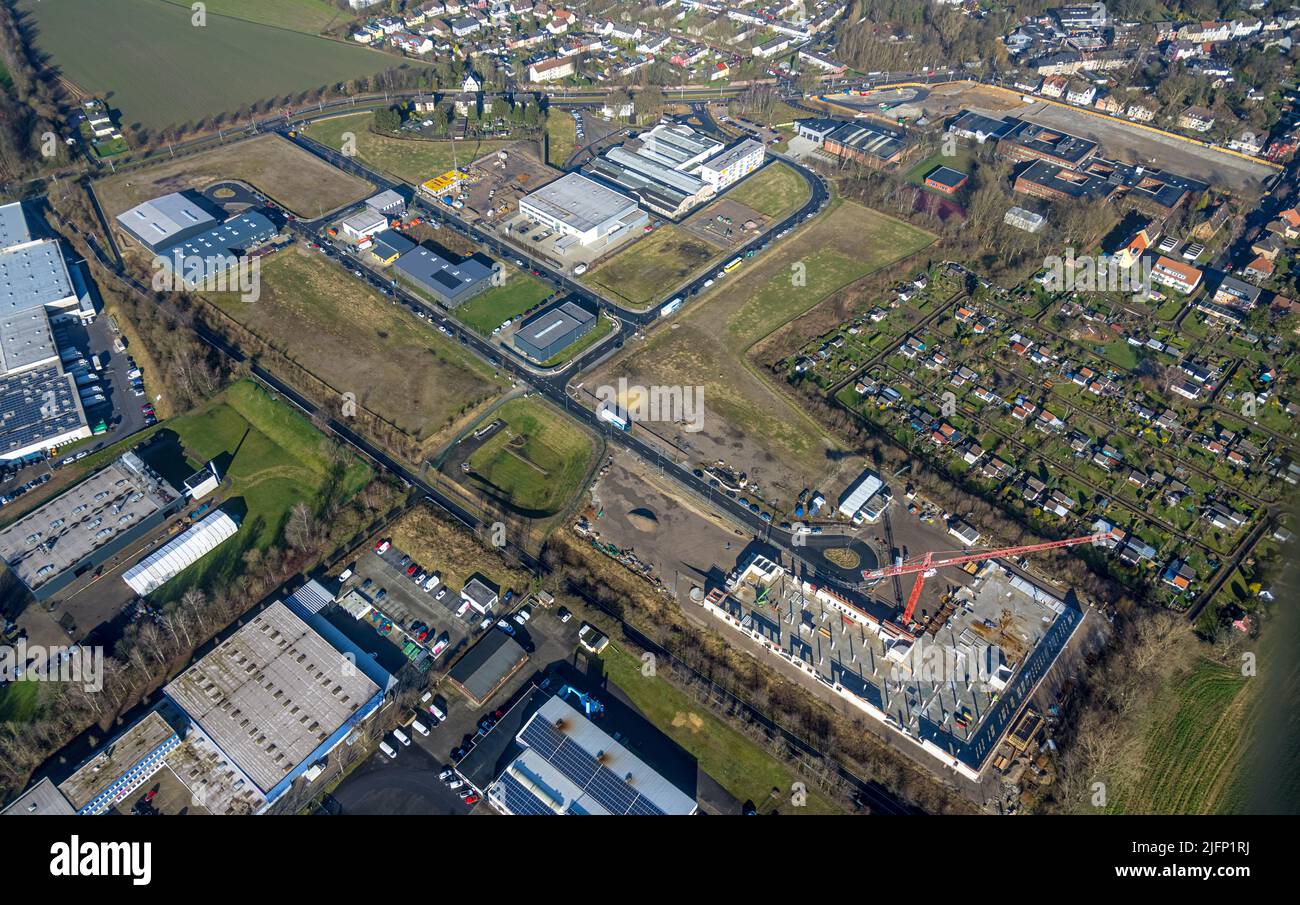 Aerial photograph, construction site and new building in the industrial area An der Salzstraße ...