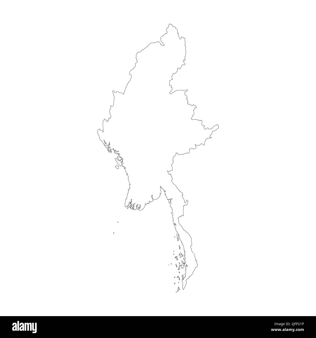 Myanmar Vector Country Map Outline Stock Vector Image And Art Alamy
