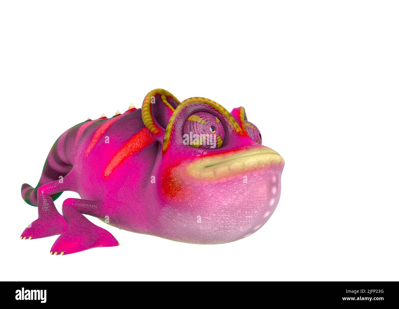 chameleon cartoon is crouched in a white background. This chamaleon ...