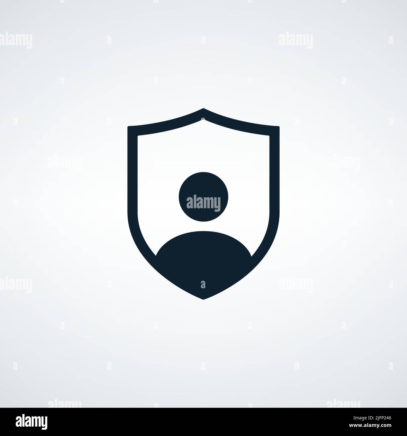 Shield user Privacy icon, flat shield with person silhouette symbol ...